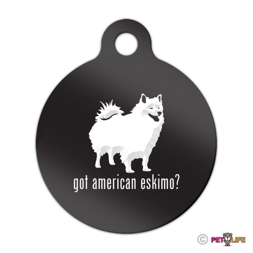 Got American Eskimo Engraved Keychain Round Tag w/tab eskie Many Colors ...