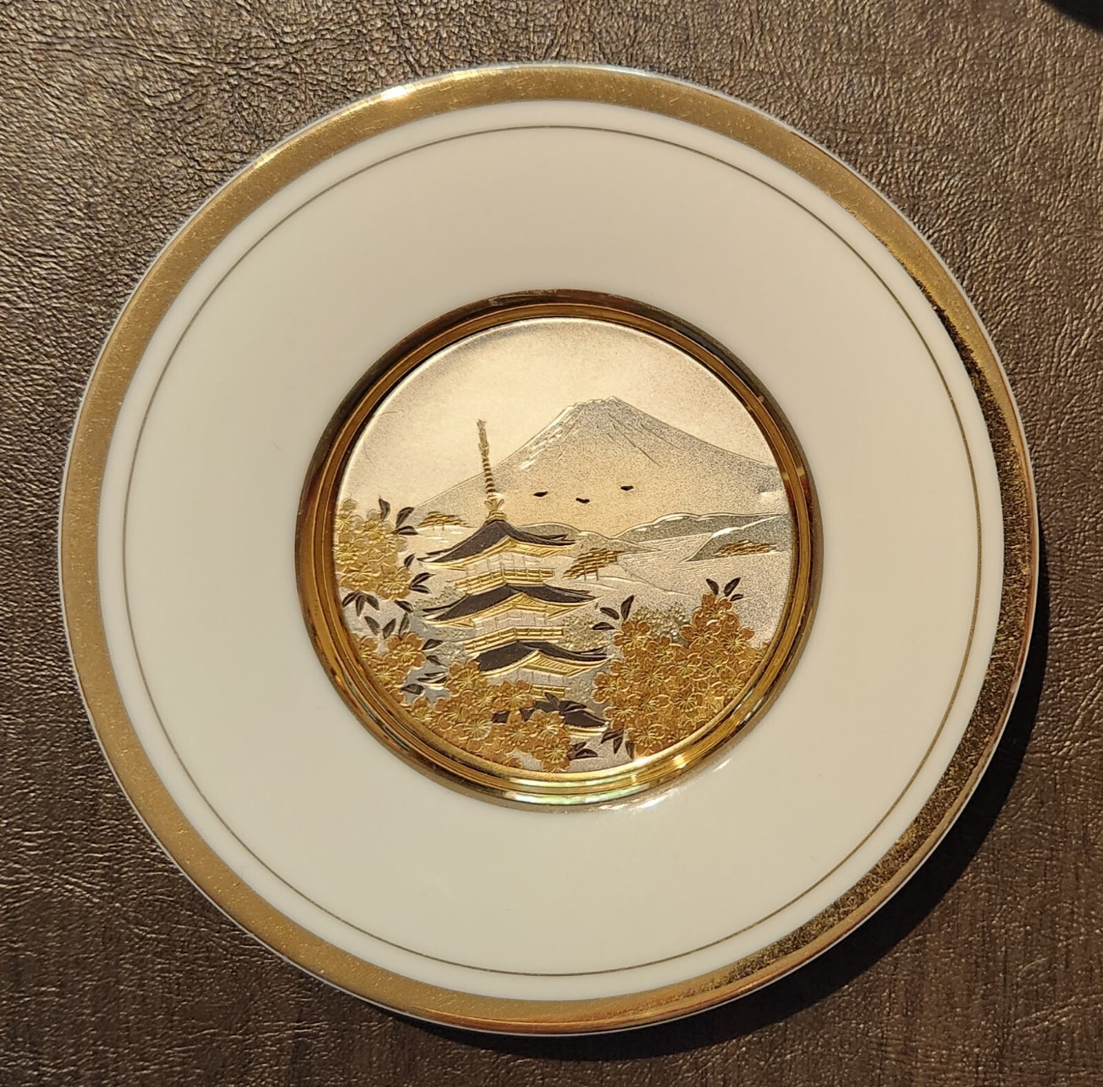 The Art of Chokin Set of 2: 24K Gold Edge Plate 6” Japan Castle Samurai ...