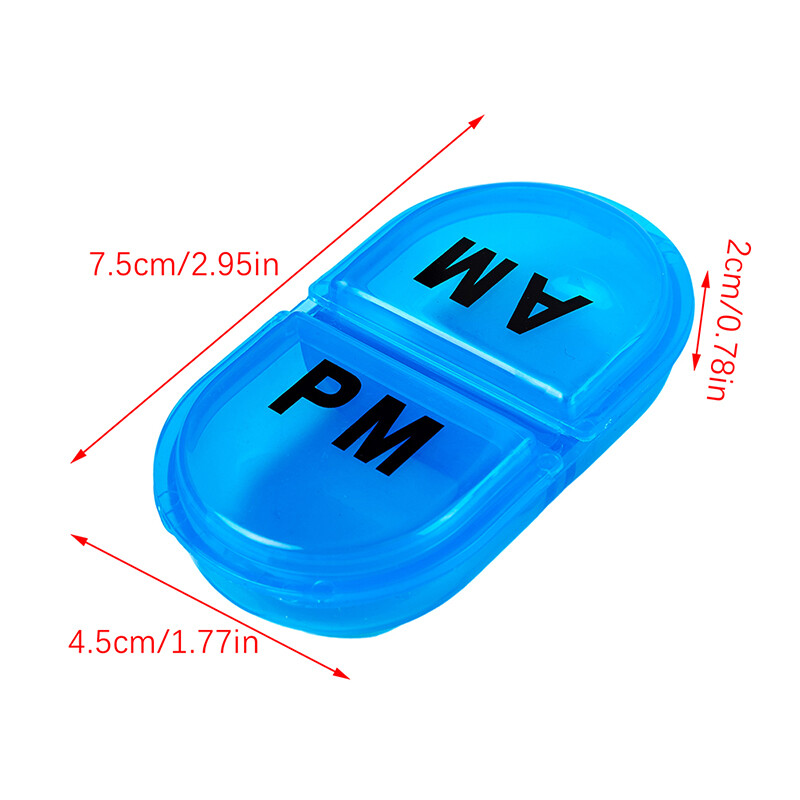 2 Grids Waterproof One Day Pill Box Oval Pill Storage Box Dispenser ...
