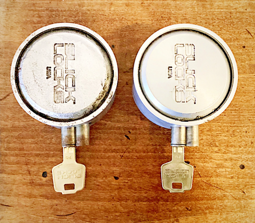 (Qty 2) Slick Locks Hockey Puck Lock - Aluminum Security - w Keys | eBay
