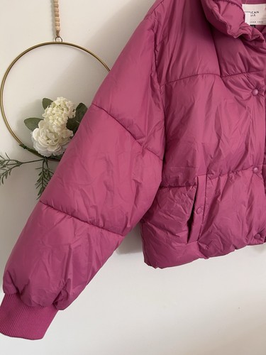 American Eagle Chill Full Zip/Snap Puffer Jacket Pink Women’s Size XL NWT | eBay
