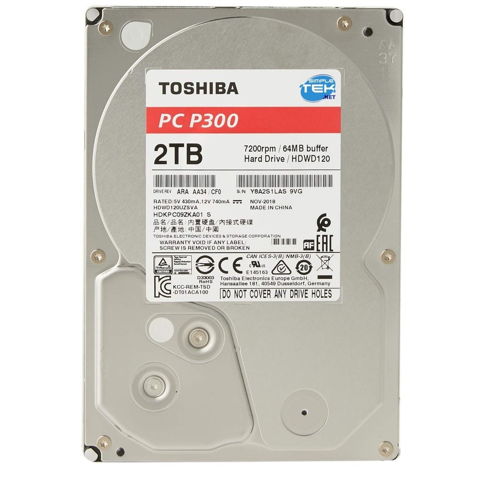 Toshiba P300 Hard Disk HDD 2000GB 2TB SATA 3.5" Desktop Computer Fixed ...