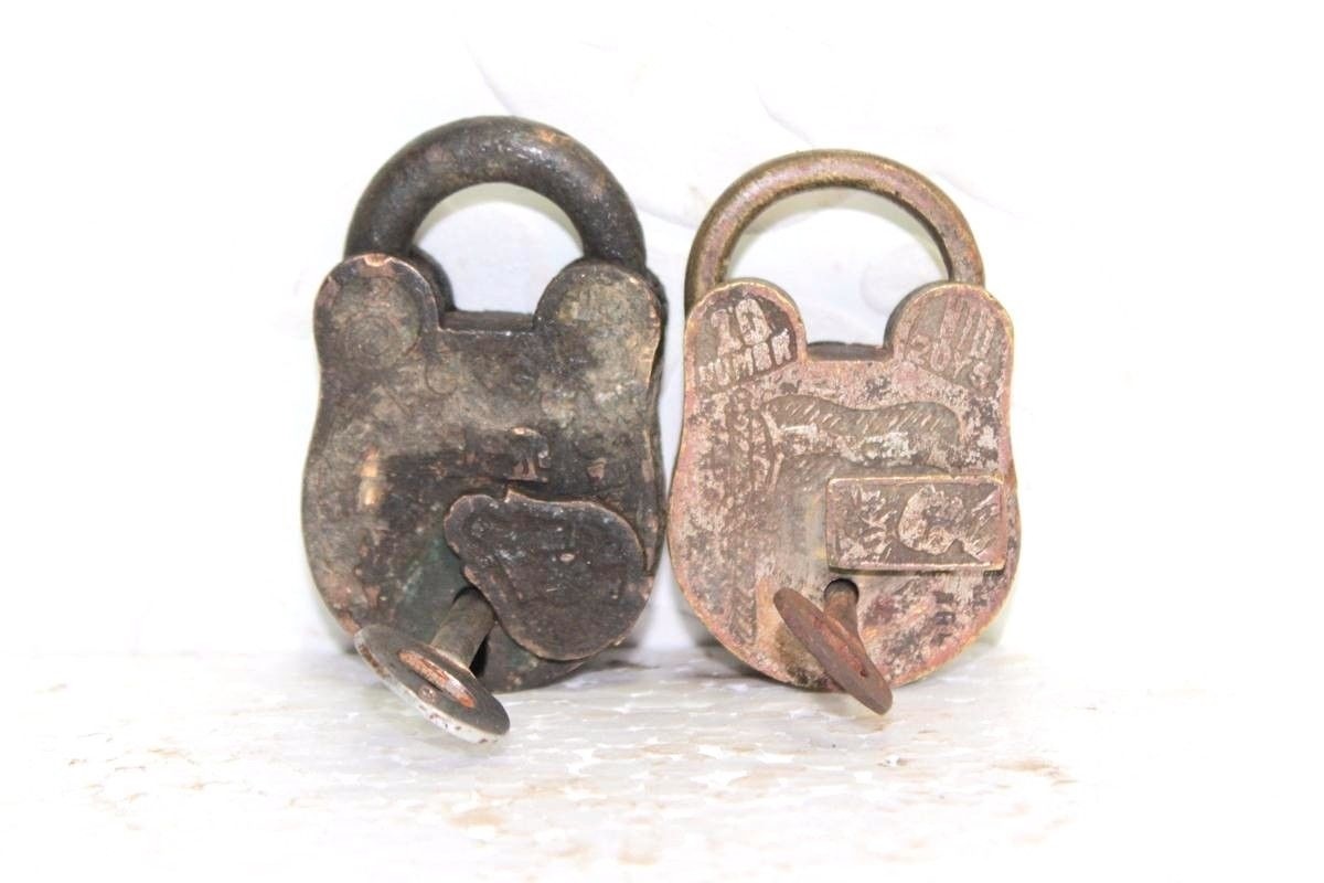2 Pc Iron Brass Lock and Key Old Vintage Rare Collectible | eBay