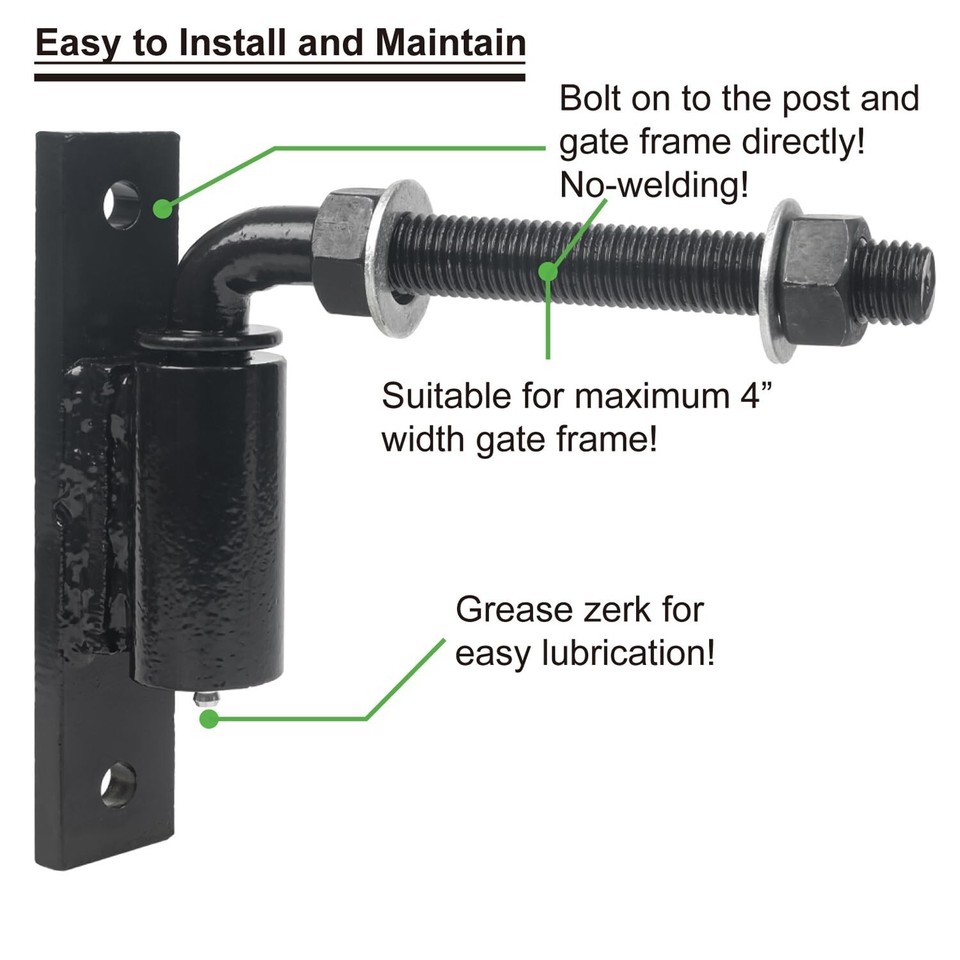 Industrial Heavy Duty Bolt on 3/4" J Bolt Gate Hinge for Large Heavy ...