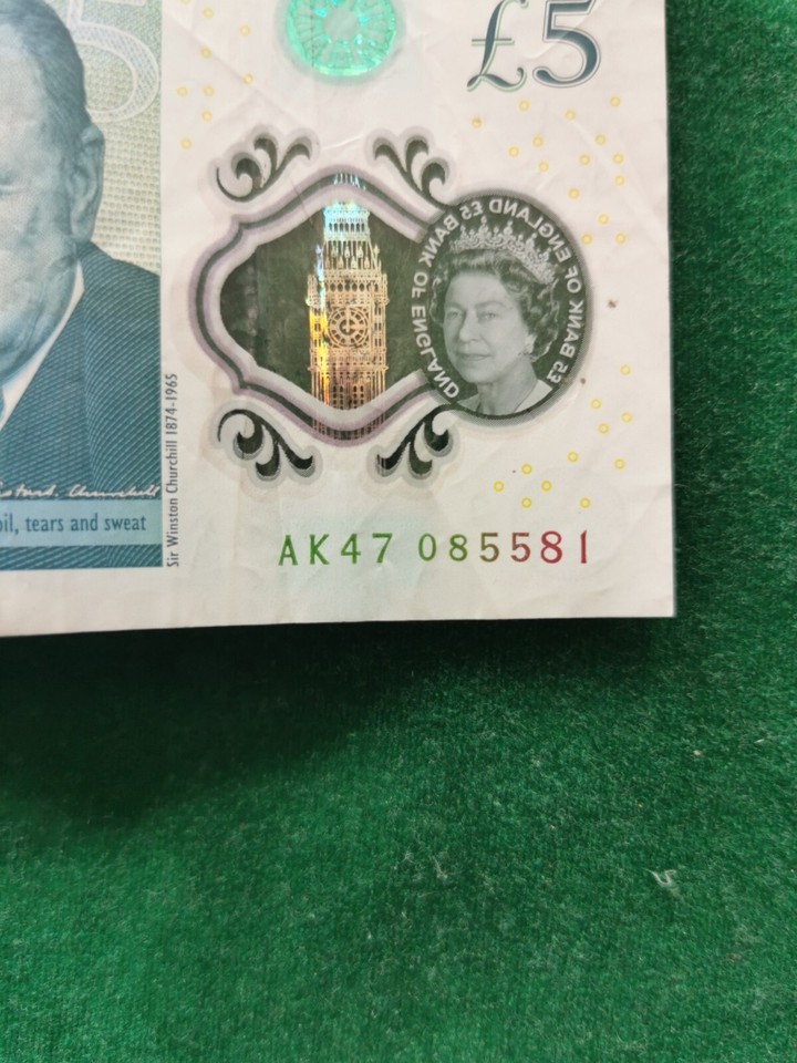 AK47 £5 Note Genuine Banknote GBP Five Pound Real Note RARE Serial ...