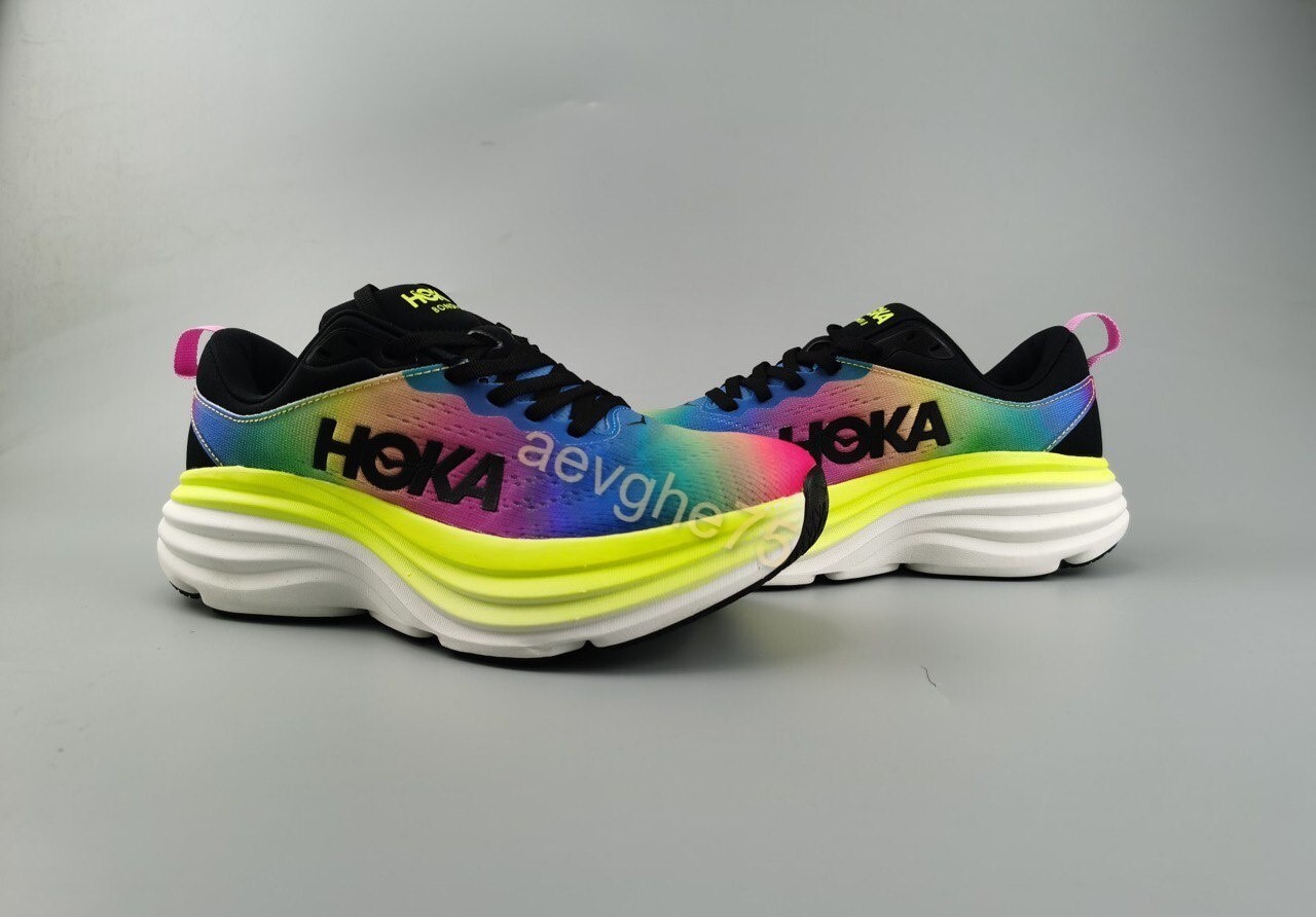 Hoka Bondi 8 Rainbow Sneakers Women Size 8,5 US Athletic running ...