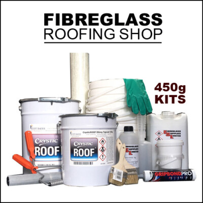 Fibreglass Flat Roofing Repair Kit 450g 1 square meter. Includes Tools ...