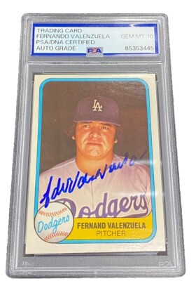 Fernando Valenzuela 1981 Fleer Signed Rookie PSA 10 Authentic + JSA ...