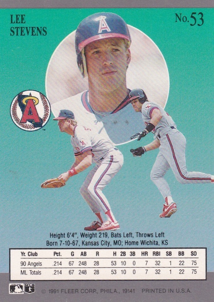 Lee Stevens California Angels Fleer Ultra 53 1991 Baseball Card | eBay