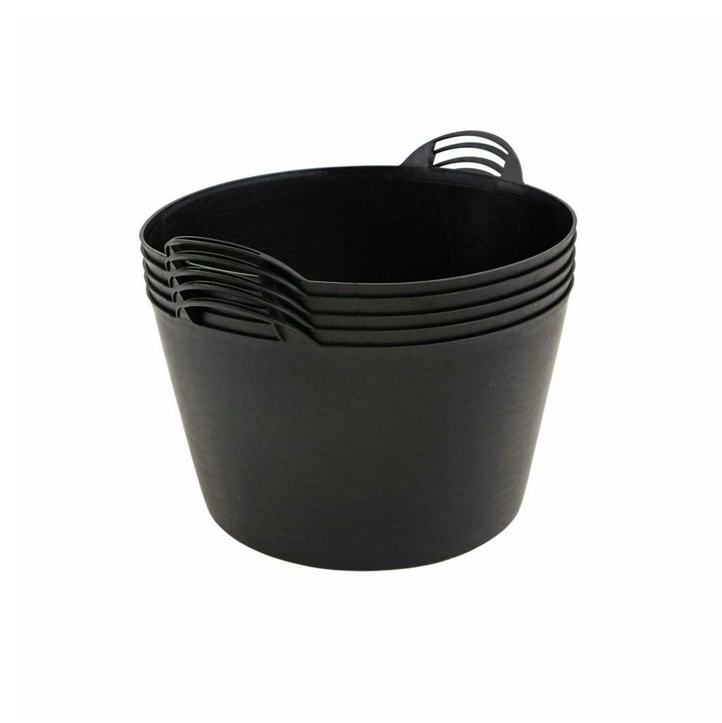 BiGDUG x5 26L Flexi Tub Packs Black Plastic Tubs 26 42 65 Litre Multi ...