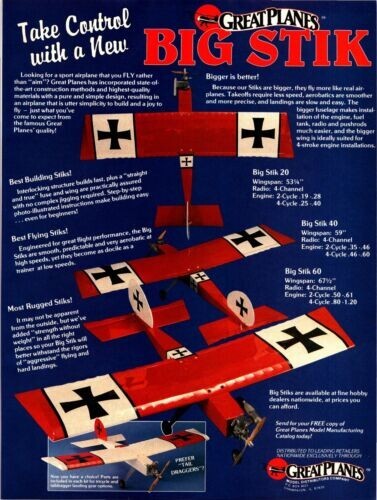 Great Planes Model Airplane Plans (RC): BIG STIK 60 68½" for 2 & 4 ...