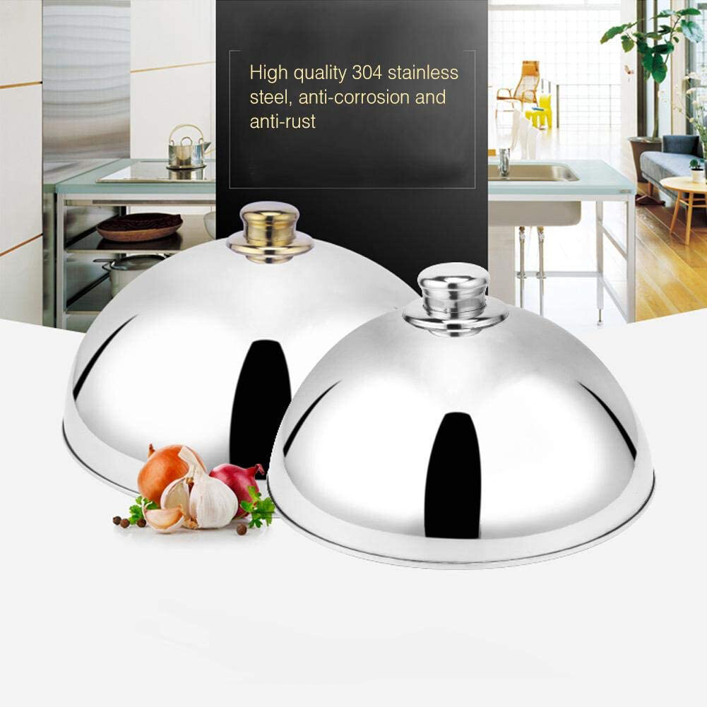 Stainless Steel Cloche Food Cover Dome Serving Plate Dish Dining Dinner ...