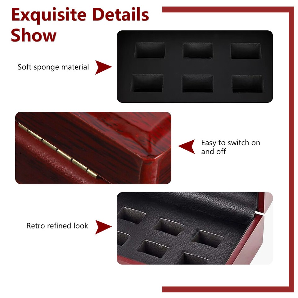 1-6 Holes Championship Ring Display Box Wooden Collection Case Storage ...