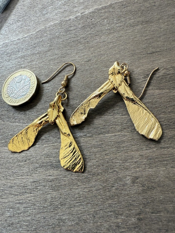 Vintage Gold Coated Sycamore Maple Seed Helicopter Samara Pierced ...