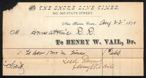 1878 Housatonic Railroad / "The Shore Line Times" Henry W. Vail NH, CT ...