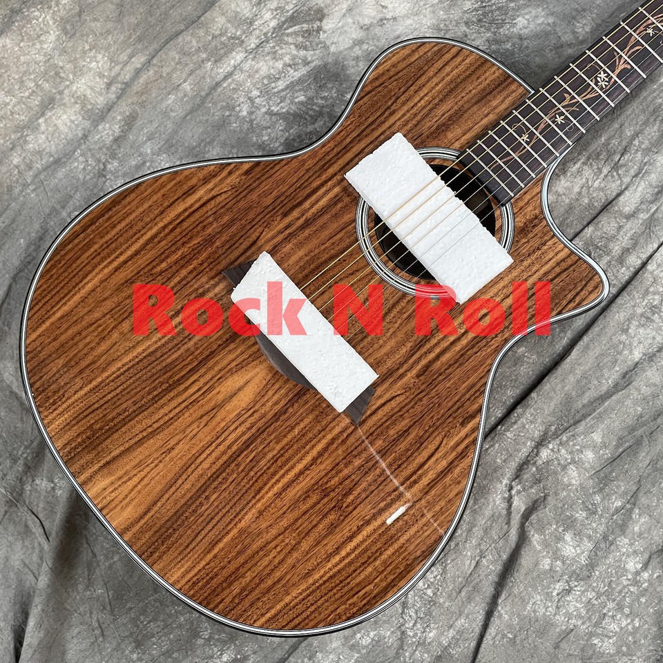 Custom K24 Cutaway Koa Acoustic Guitar 6 String Fretboard Flower Inlay ...
