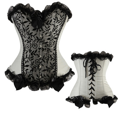 Women Lace Up Shapewear Corset Bustier Basque Dress Waist Trainer ...