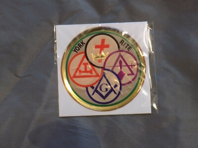 York Rite Bodies Gel Car Emblem 3" Masonic Adhesive Freemason ...