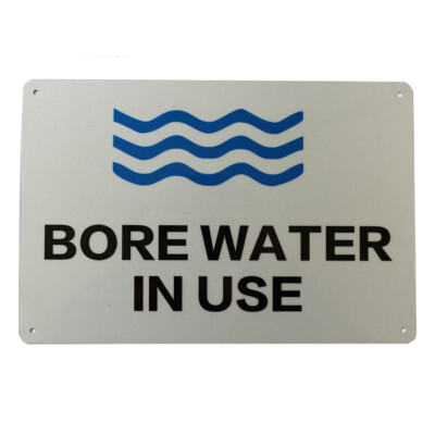 2x Sign BORE WATER IN USE Warning 300x200mm Metal Notice Farmer Private ...