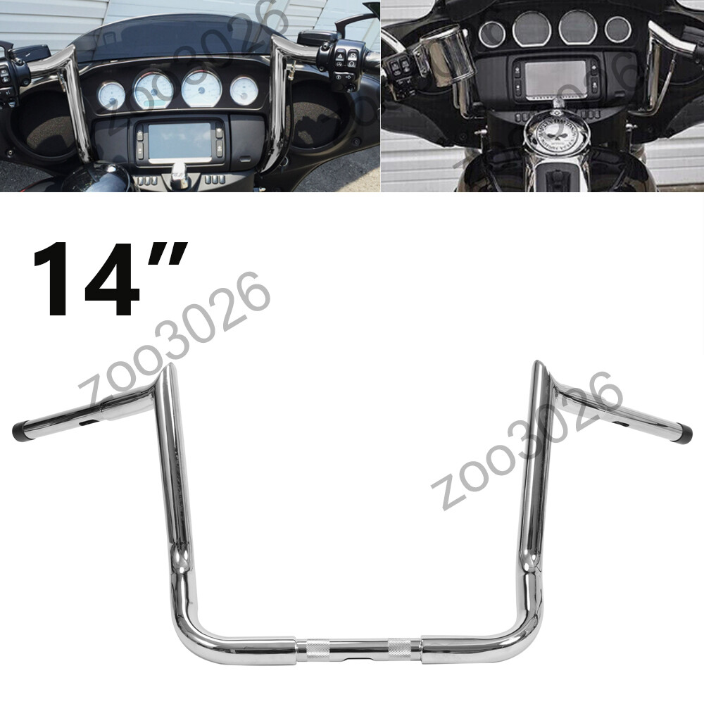 14" Silver Meat Hook Bar Ape Hangers Handlebar For Harley Bagger ...