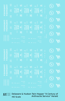K4 HO Scale Decals Delaware and Hudson Twin Hopper White Anthracite ...