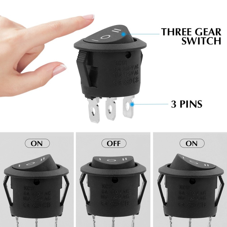 Single Pole Switch Double Switched Socket Round Rocker Throw Car Push ...