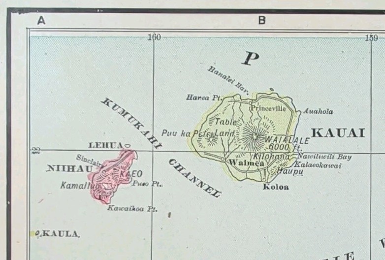 Vintage 1899 HAWAIIAN ISLANDS Map 14"x11" Old Antique Original HONOLULU ...