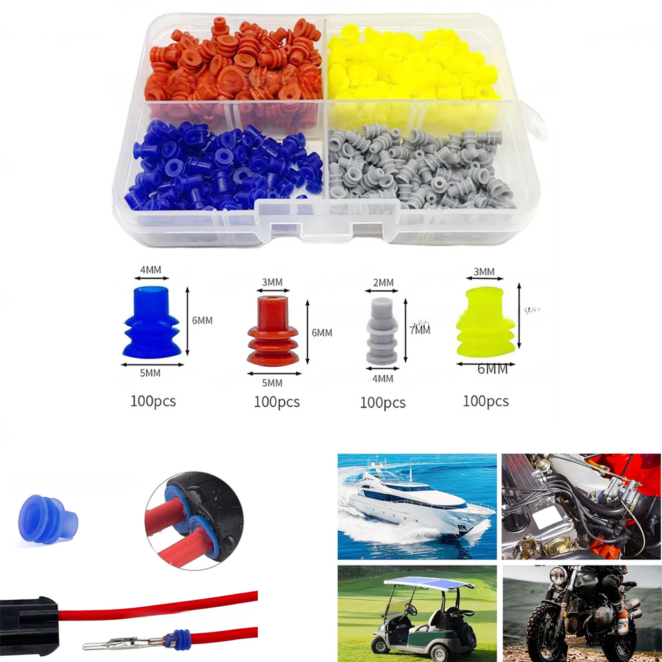 400PCS Auto Wire Connector Seals Silicone Waterproof Dust Resistant Kit ...