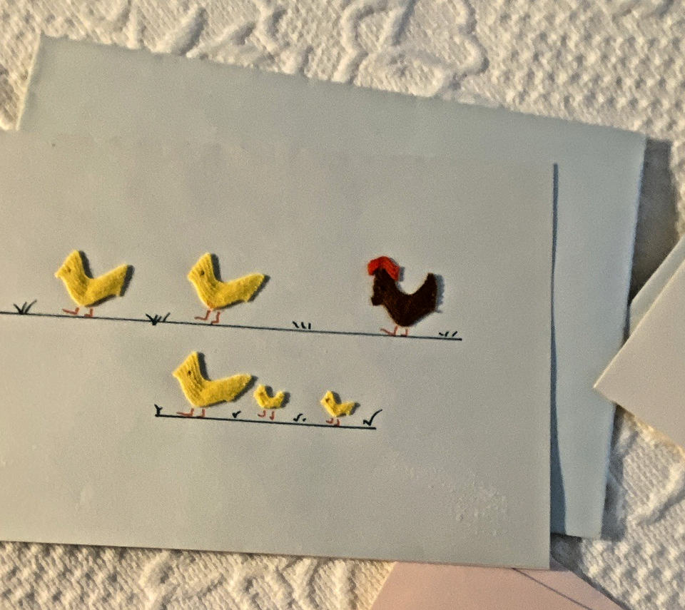 4 Vintage Hand-Made Note cards Stationery with Envelopes very cute ...