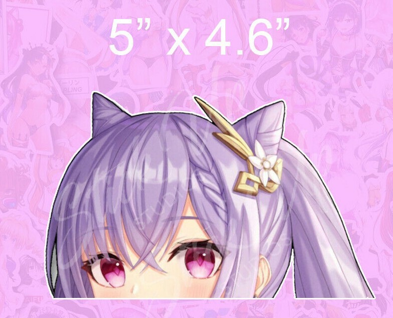 Keqing Waifu Peeker Peeking Anime Ahaego Ecchi Sticker Vinyl bumper car ...