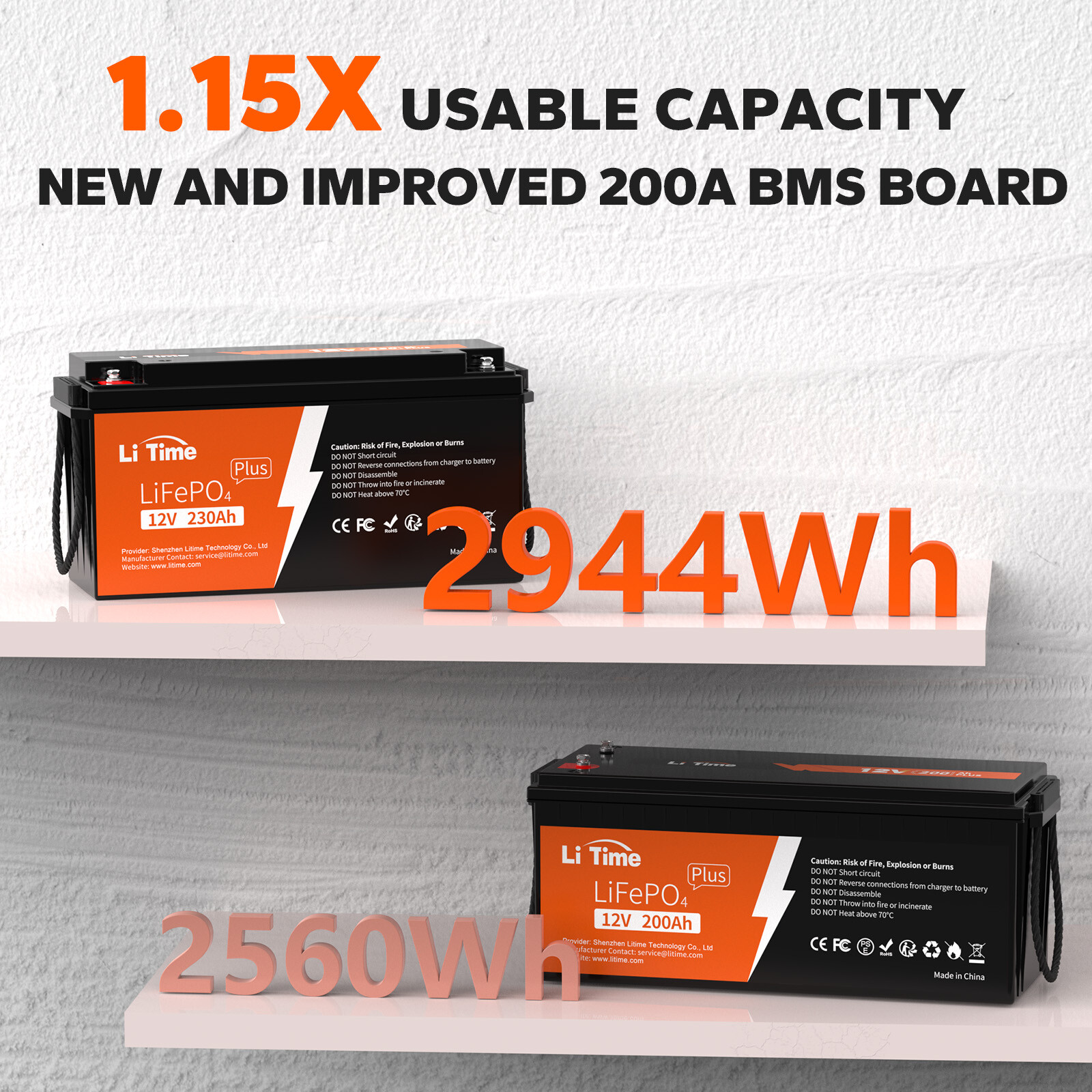 LiTime 12V 230Ah PLUS Deep Cycle Lithium Battery 200A BMS for RV ...