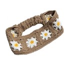 Solar Eclipse Floral Western Hand Knit Crochet Hair Headband in Beige ...