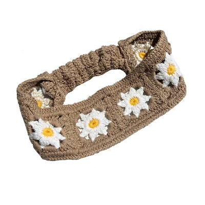 Solar Eclipse Floral Western Hand Knit Crochet Hair Headband in Beige ...