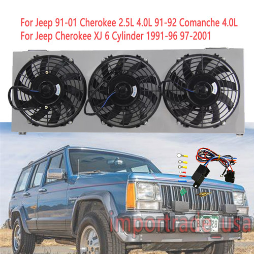 For 1991-2001 Jeep Cherokee XJ Comanche 2.5L 4.0L Radiator Electric ...