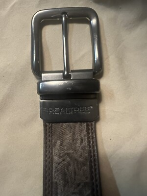 MENS HUNTING REALTREE GREEN BROWN leather LINED TIMBER BELT 1 1/2 ...