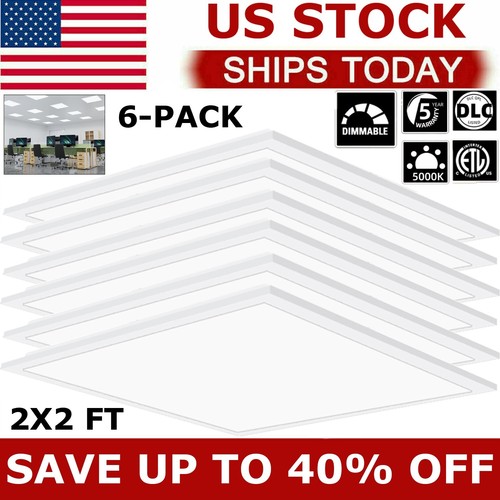 6 Pack 2X2ft LED Panel 45Watt Recessed Back-Lit Drop Ceiling Light, UL ...