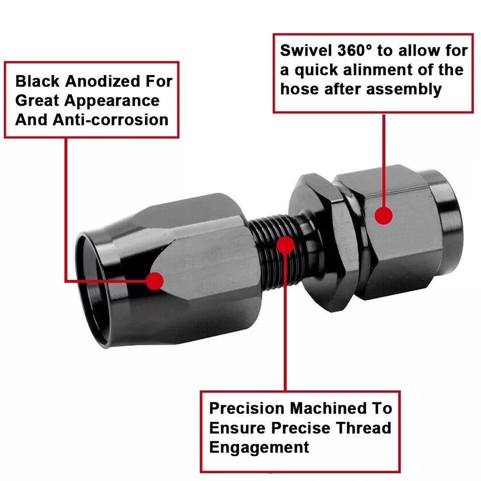 10AN Straight End Swivel Fitting Adapter Fits Braided CPE Fuel Hose ...