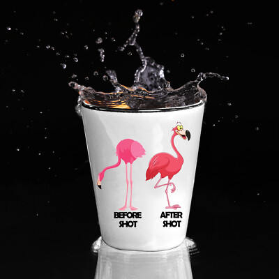 Funny FLAMINGO SHOT GLASS BEFORE and AFTER Shot Flamingo Funny Shot ...