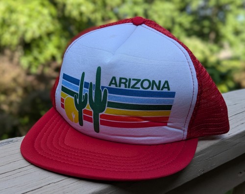 Vintage Ball Cap Red Mesh and Snapback Arizona Cactus RS27 | eBay