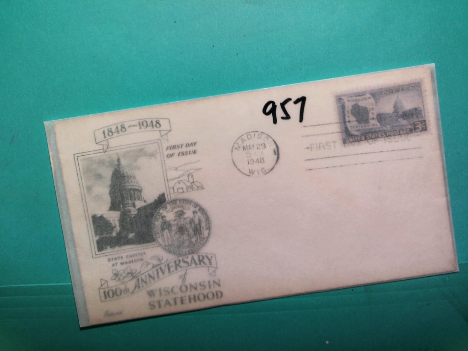 U. S. Stamp FDC 957 - Wisconsin Statehood - Fleetwood cachet | eBay