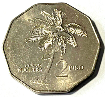 1990 Philippines 10-sided Coin 2 Piso Coconut Palm Tree Asia | eBay
