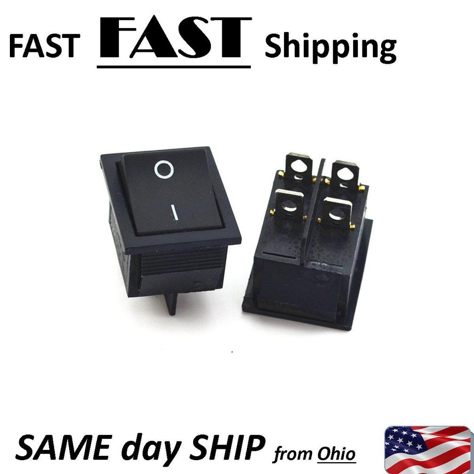 All Black Square Snap In Switch - 4pin 15A 240VAC 250VAC Max. - 120V ...