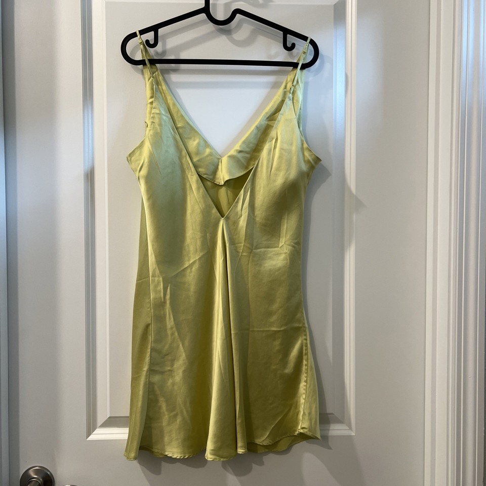 Victoria's Secret 100% Silk Olive Green Slip Dress Nightie Nightgown ...