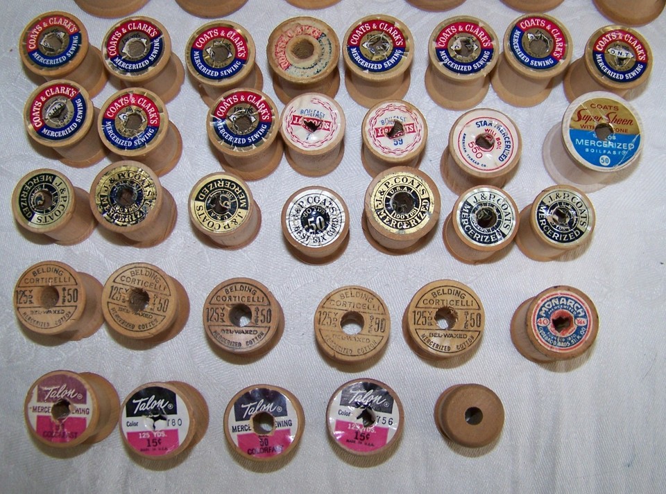Lot of 46 Vtg Empty Wooden Thread Spools Mixed Brands Sizes | eBay