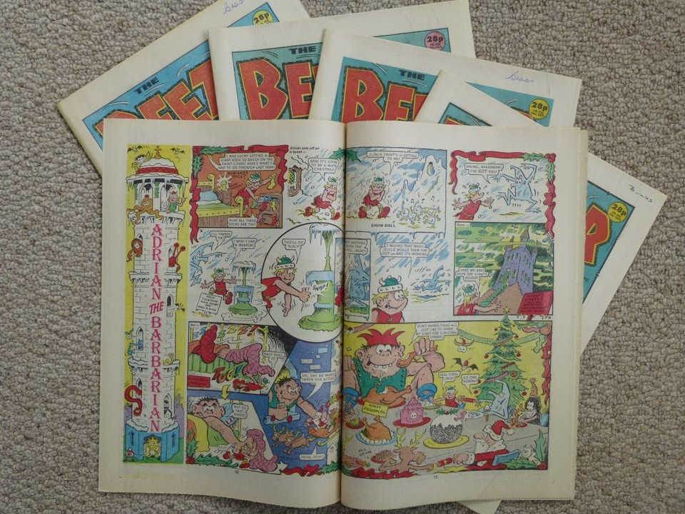 5 x Beezer Comics - December / Christmas 1989 - Very Good Condition ...
