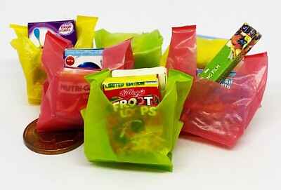 Dolls House Filled Shopping Plastic Bag 1:12 Scale Miniature Packets ML ...