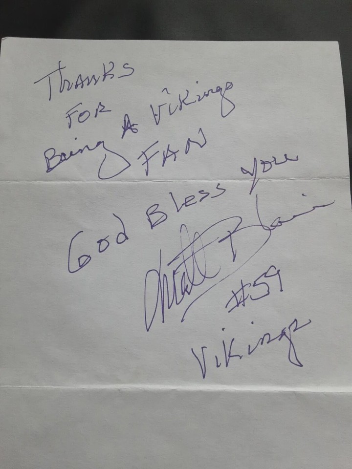 MATT BLAIR NFL MINNESOTA VIKINGS LINEBACKER LEGEND SIGNED AUTOGRAPHED ...