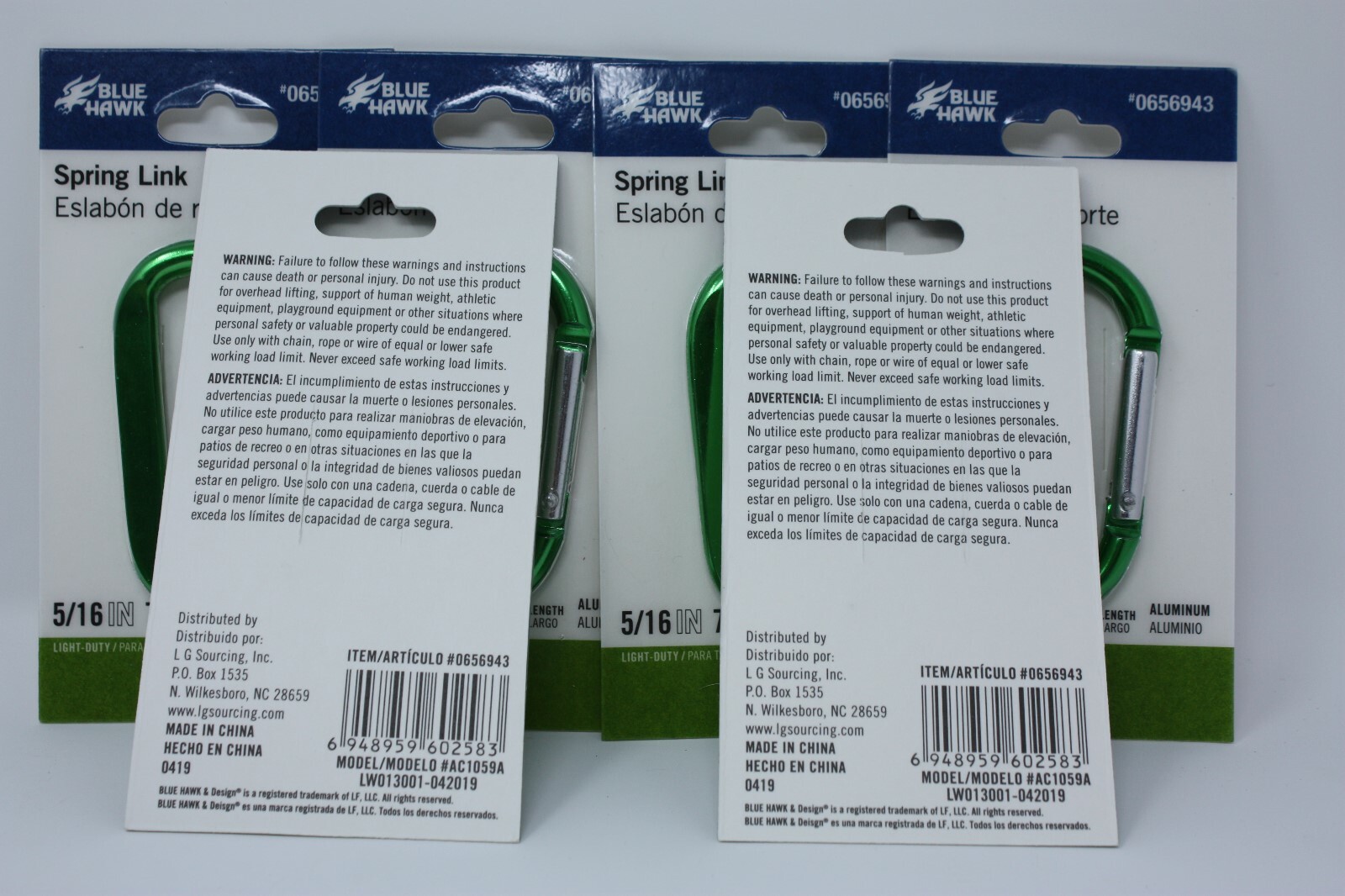 Blue Hawk Spring Link, 5/16", Aluminum, Green, Set of 6 | eBay