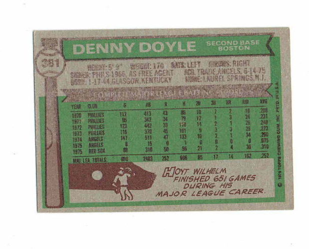 Denny Doyle Boston Red Sox 2B #381 Topps 1976 #Baseball Card | eBay
