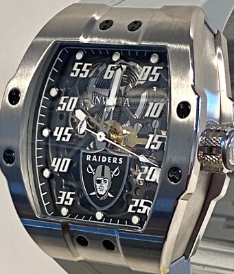 44mm NFL-RAIDERS | Auto Skeleton | Gray Silicone Strap | DIABLO Invicta ...